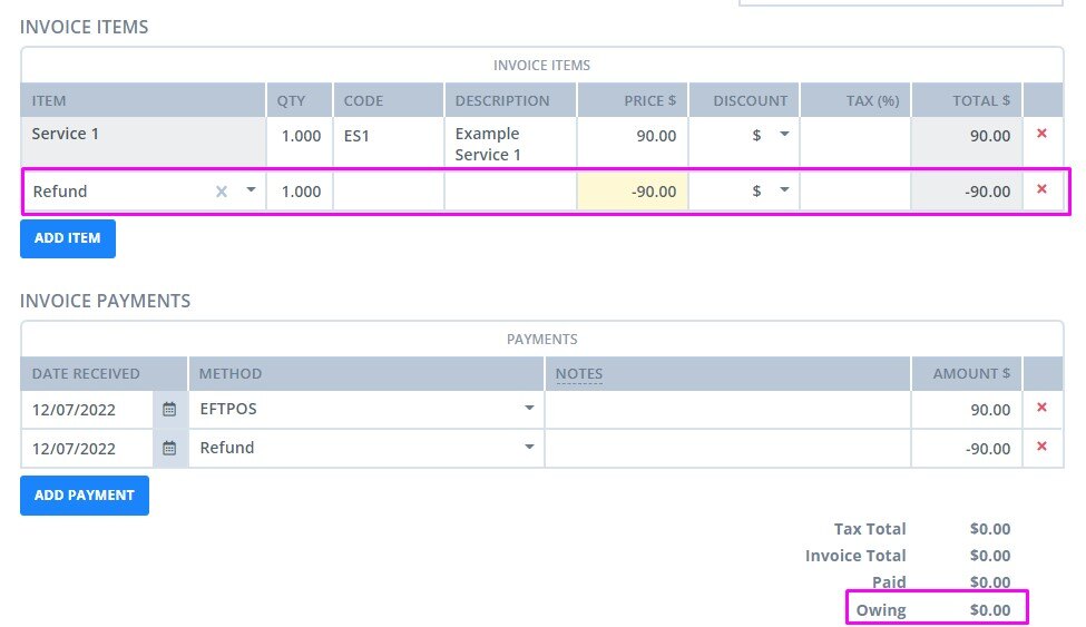 Refunding An Invoice